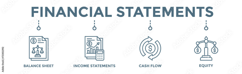 Financial statements banner web icon vector illustration concept with ...