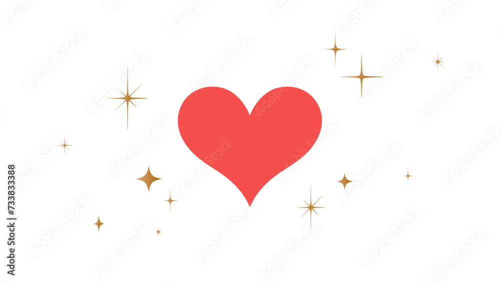Heart sign, Love symbol with stars. Heart icon love with star, white ...