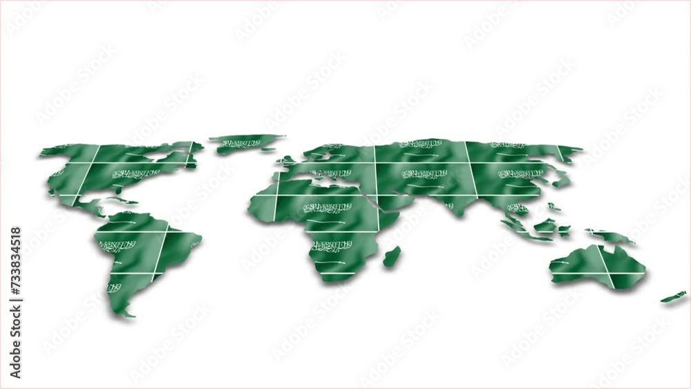 Saudi Arabia flag wave 3d earth map animation white background Stock ...