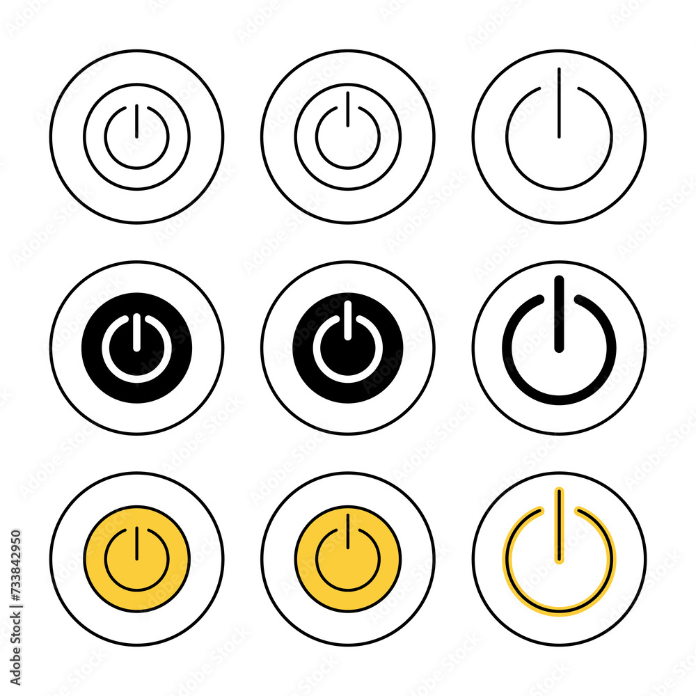 Power icon set vector. Power Switch sign and symbol. Electric power ...