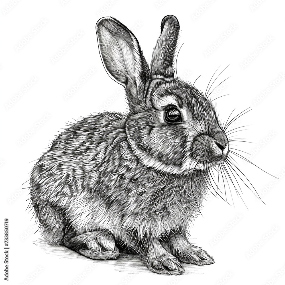 Rabbit sketch engraving vector illustration. Coloring page. Scratch ...