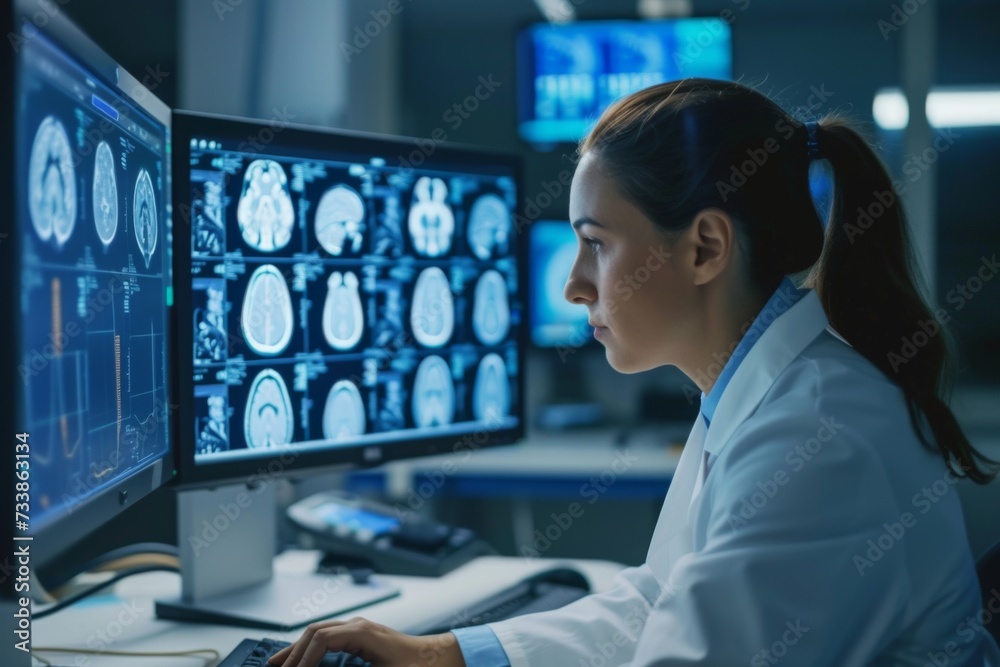Foto de Hospital Research Laboratory: Female Medical Scientist Using ...