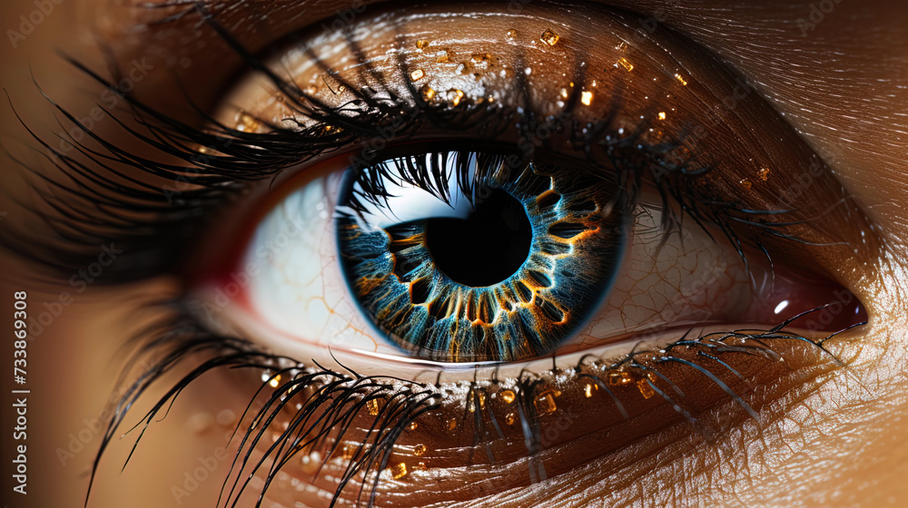 Exquisite eyes with bright diamond lights, giving them brilliance and ...