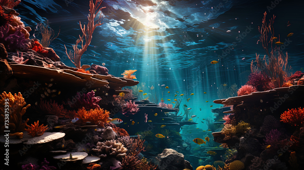 Poster Underwater fairy tale: bright coral reefs come to life under ...