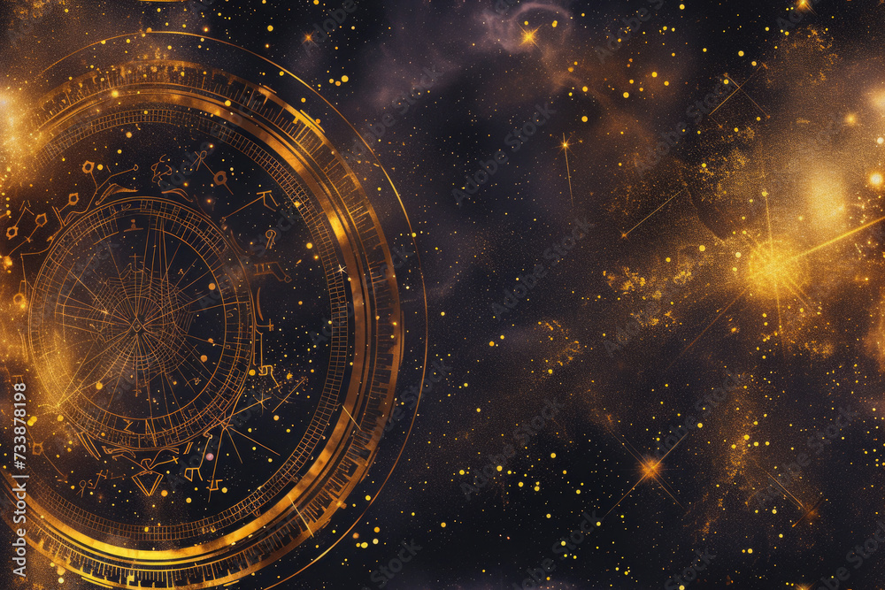 cosmic texture with a starry sky, astrological circles with ...