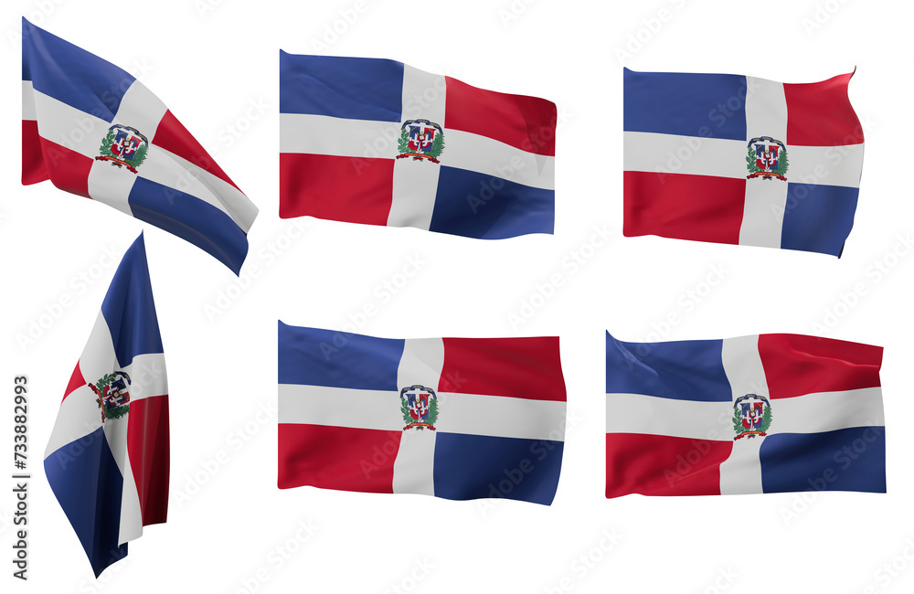 Large pictures of six different positions of the flag of Dominican ...
