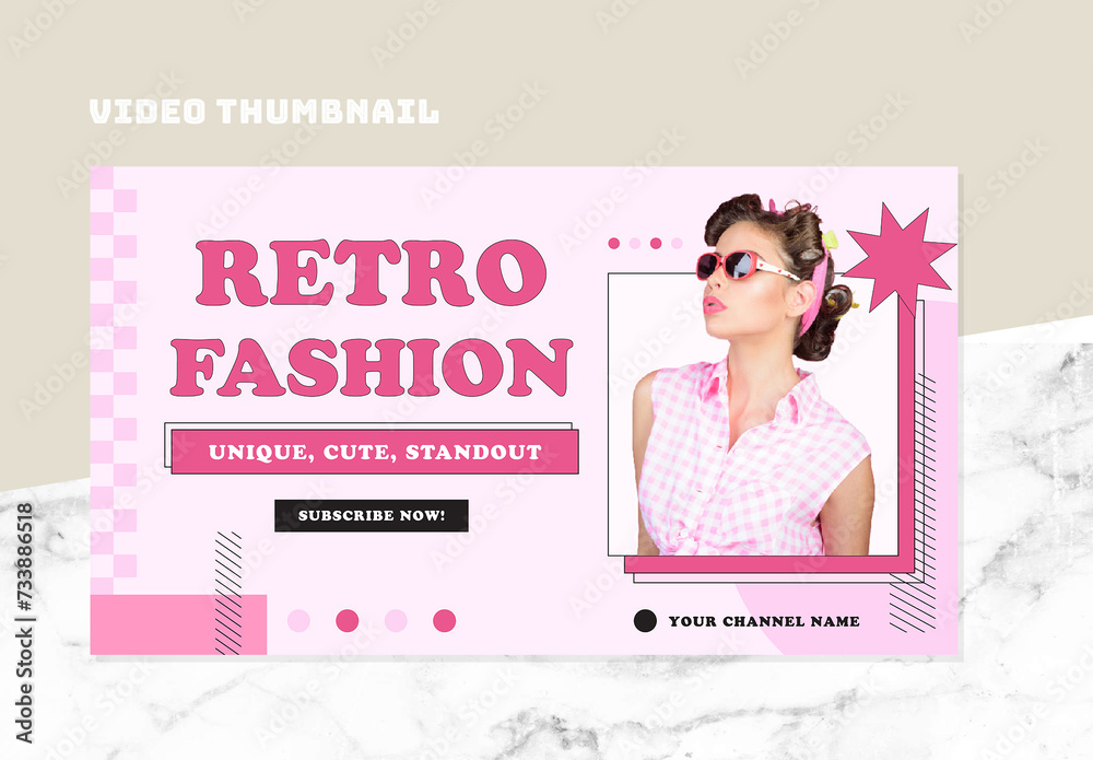 Pink and Black Vintage Fashion YouTube Thumbnail Stock Template | Adobe ...