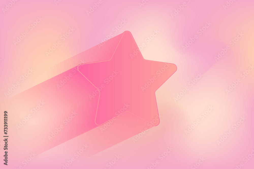 Cute colorful pink star background. Smooth 3d gradient icon with glow ...