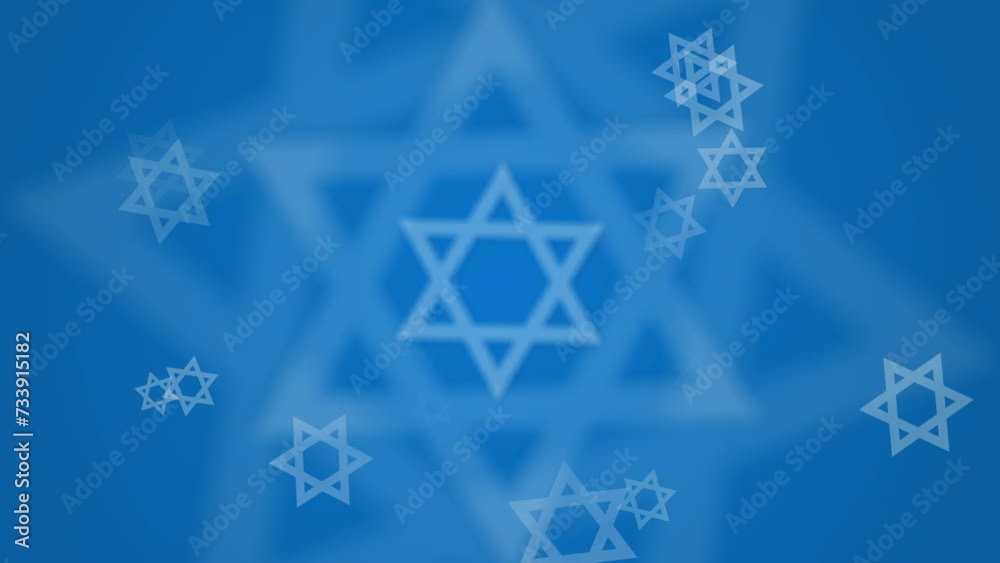Rotating white figures of the Star of David on a blue background ...