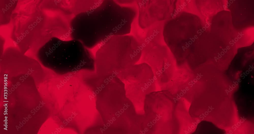 Thriller red sand under a microscope, with a bacteria and germs. Small ...