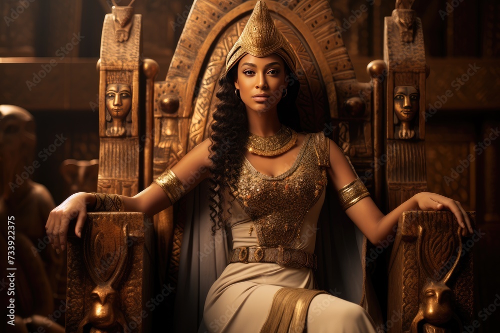 Egyptian queen standing inside the royal throne , queen standing inside ...