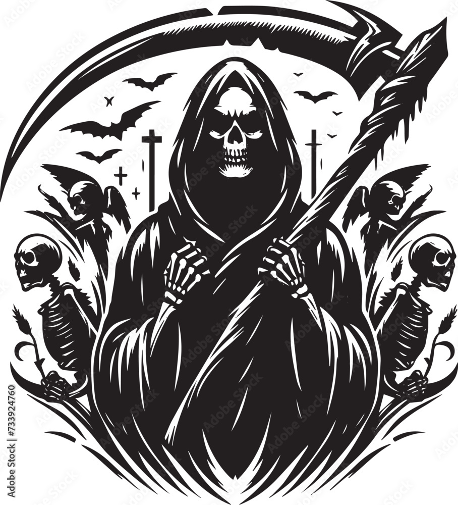 Grim Reaper silhouette. Angel of Death. death taker. Image of death in ...