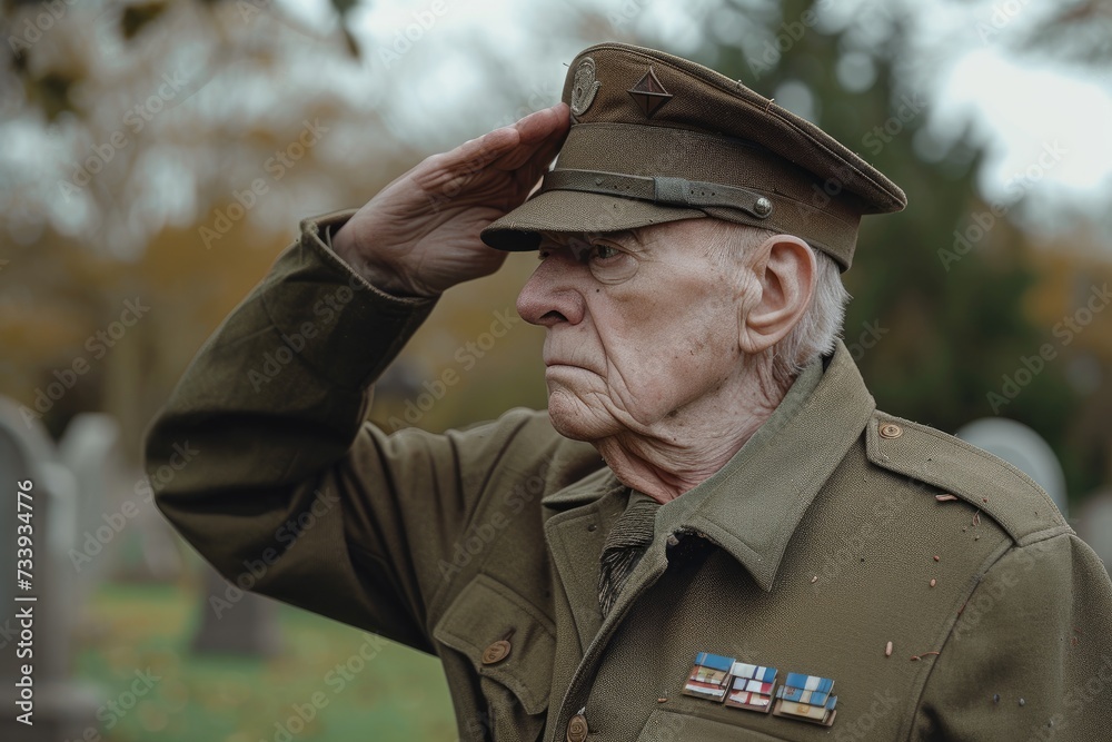 Elderly American war veterans paying tribute to fallen comrades at ...