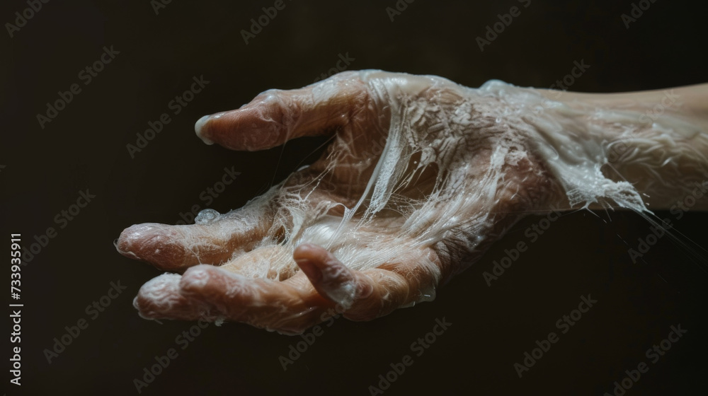 Dry hands peeling skin on hand and fingers. air allergy, chemical ...