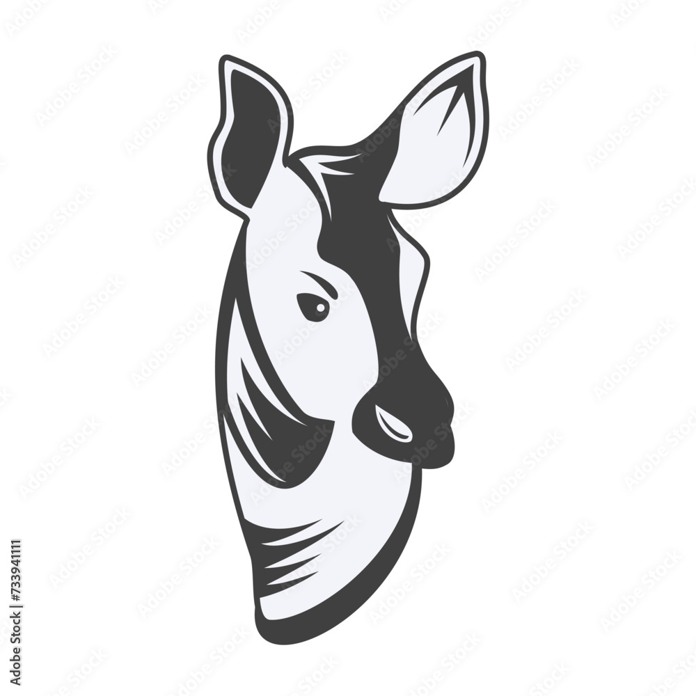 Okapi head design. Animal of Africa. Okapi or zebra giraffe silhouette ...