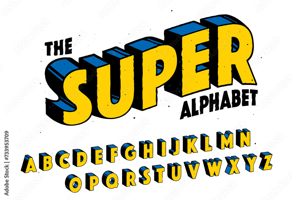 Comics super hero style font design, alphabet letter. Vintage retro ...