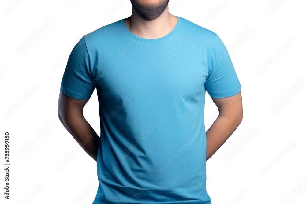 Man in blue t shirt mockup on transparent background PNG image Stock ...