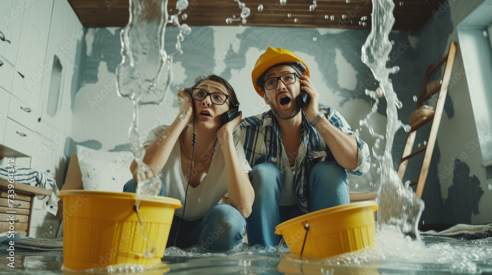 Roof is Leaking, Pipe Rupture at Home: Angry Couple Calling Insurance ...