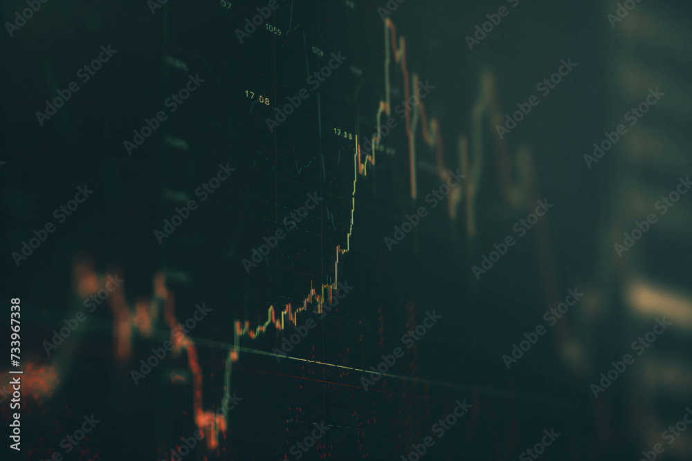 Chart and graph in stock or currency market background, line chart or ...