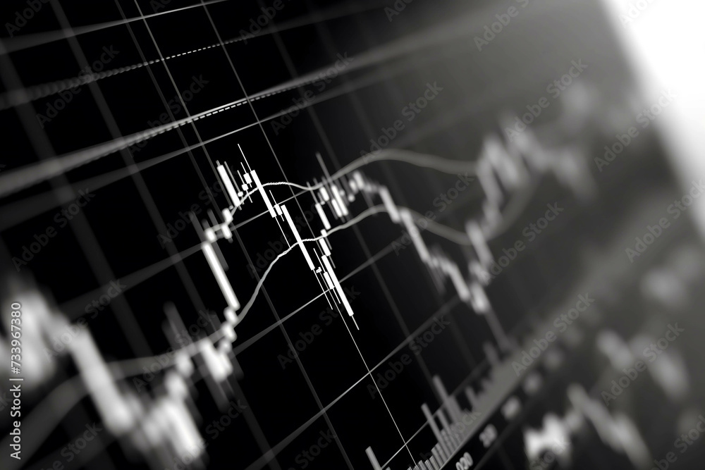 Chart and graph in stock or currency market background, line chart or ...