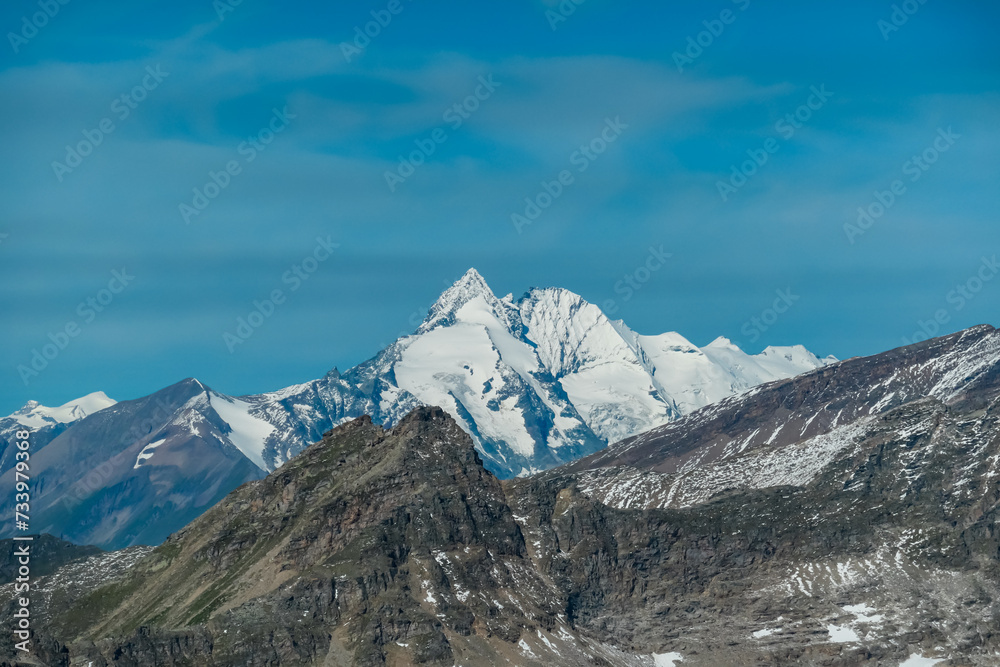 Panoramic view of majestic mountain peak Grossglockner in remote High ...