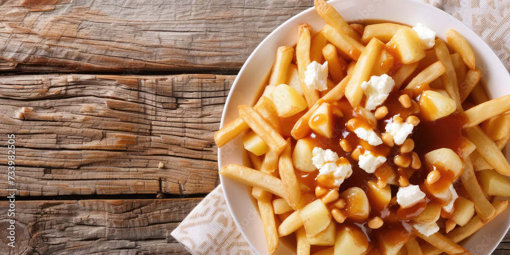 Classic Canadian Poutine with Cheese Curds and Gravy. Traditional ...