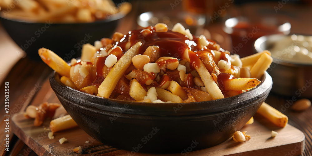 Classic Canadian Poutine with Cheese Curds and Gravy. Traditional ...