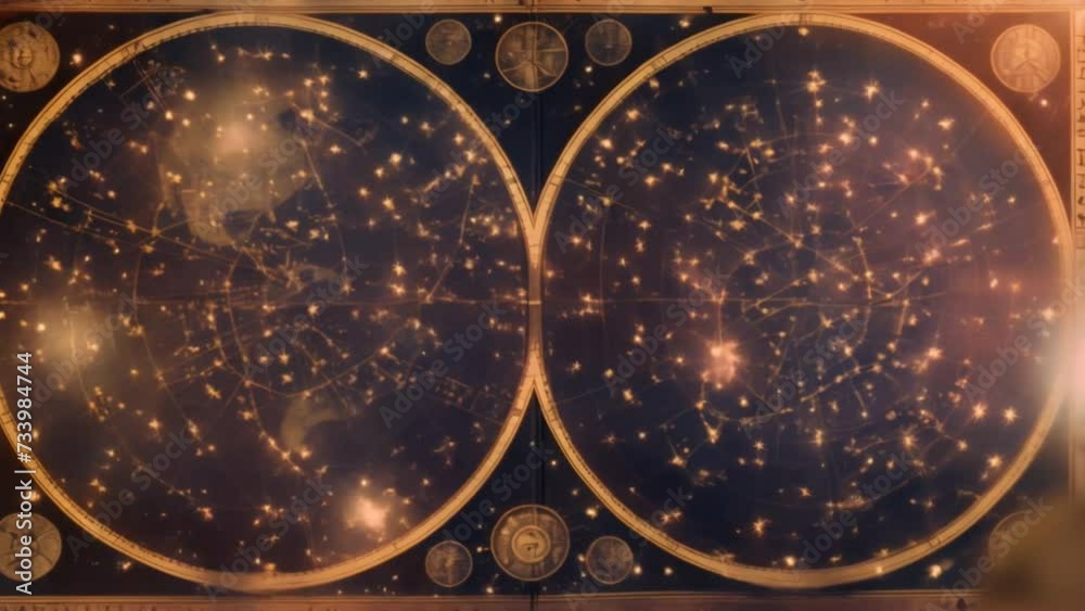 Animation of ancient star map with an old representation of ...