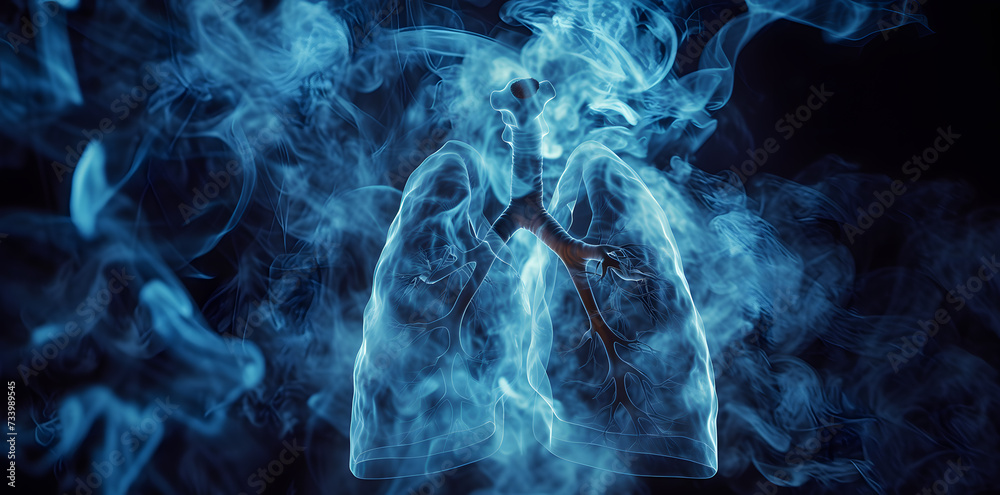 Dangerous cigarette smoke causing damage to lungs. Lung disease from ...