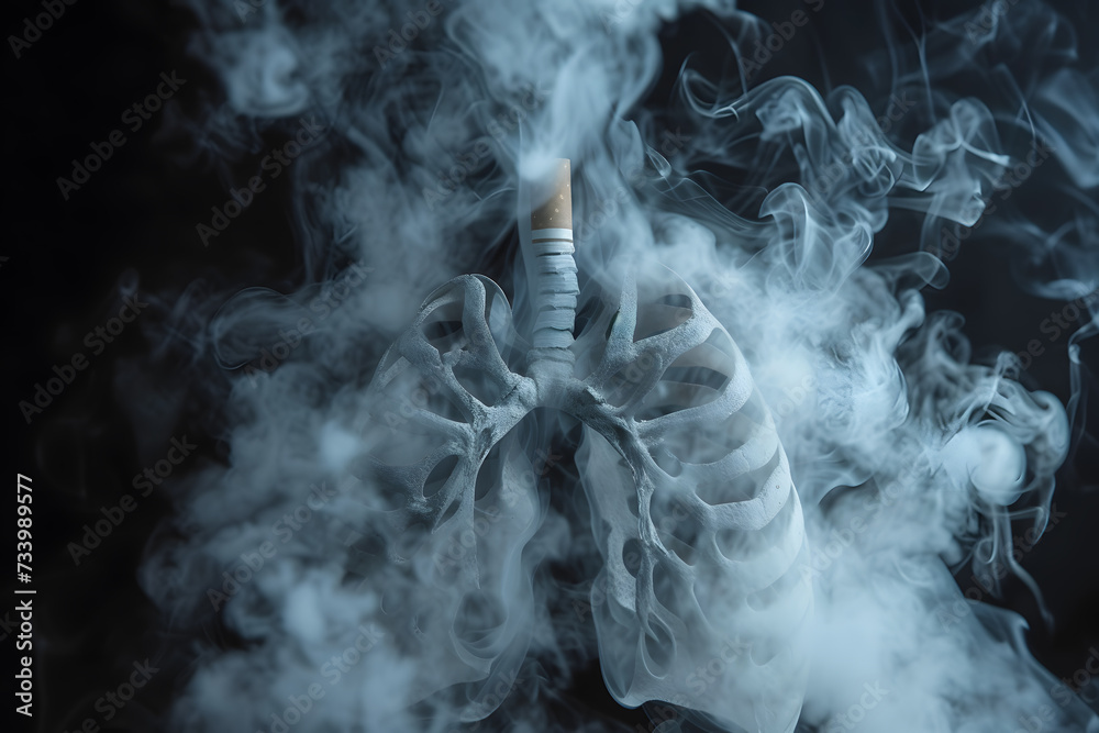 Dangerous cigarette smoke causing damage to lungs. Lung disease from ...