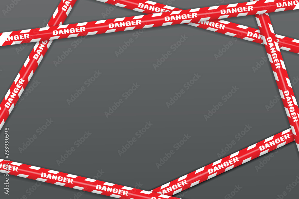 red ribbon border. Caution tape set of Barrier red tape ribbons ...