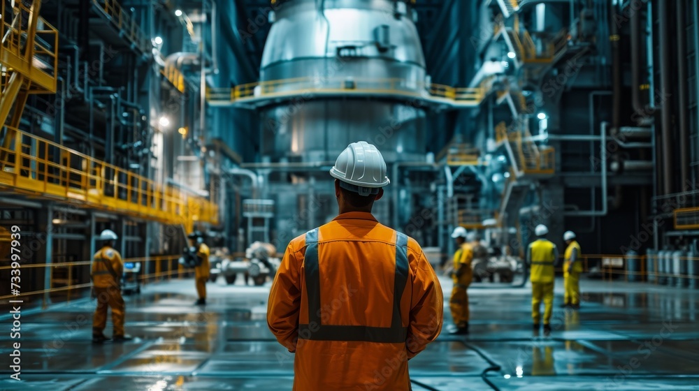 Foto de Nuclear engineer supervising fuel loading into reactor core ...