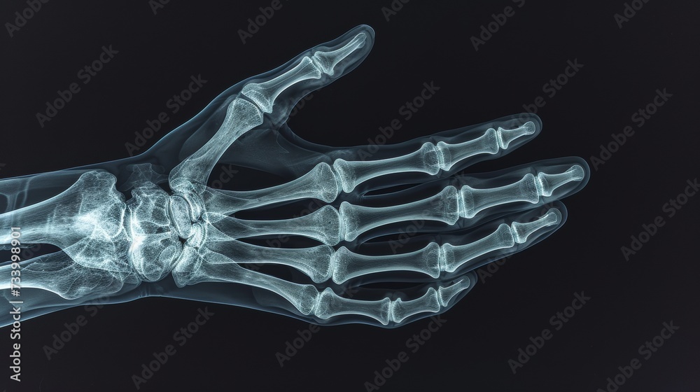 Human Hand X-Ray Showing Bone Structure and Anatomy Stock Illustration ...