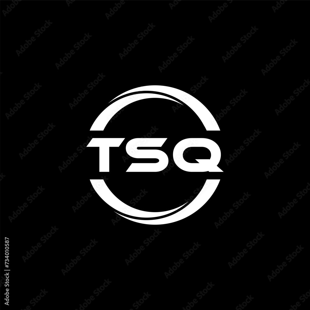 Vettoriale Stock TSQ letter logo design with black background in ...