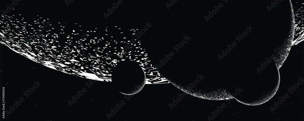 Stars and exoplanet in outer space. Futuristic landscape, with noise ...