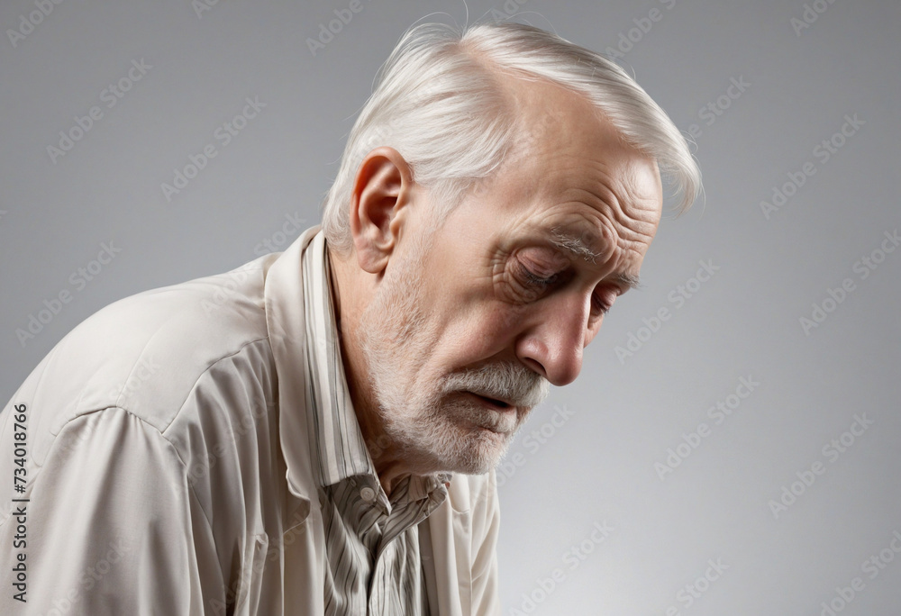 sad old man is going through a crisis or is sick, png file of isolated ...
