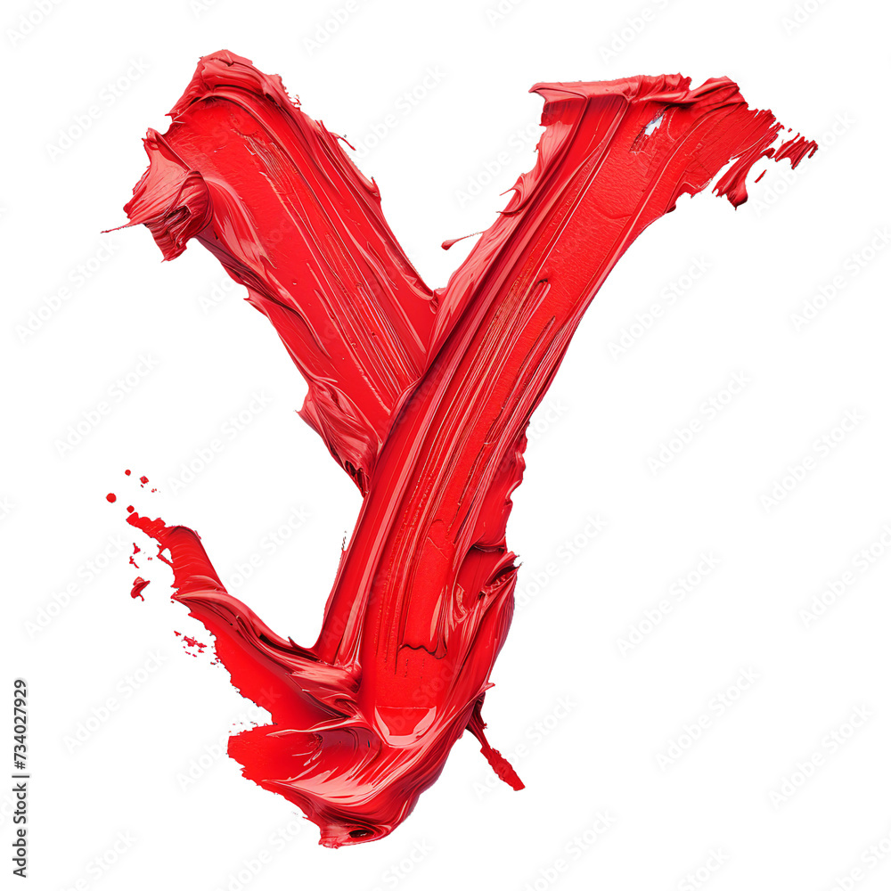 Y in the style of red paint smooth and red, PNG image, transparent ...