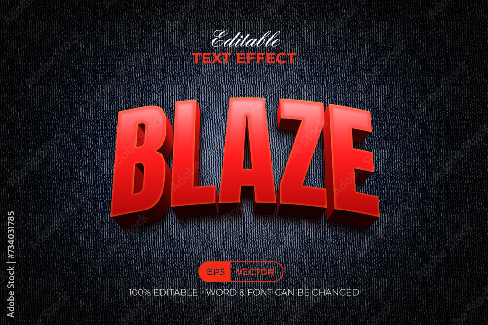 Red 3D Text Effect Blaze Curved Style. Editable Text Effect Fabric ...