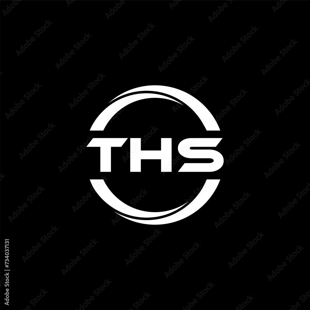 THS letter logo design with black background in illustrator, cube logo ...
