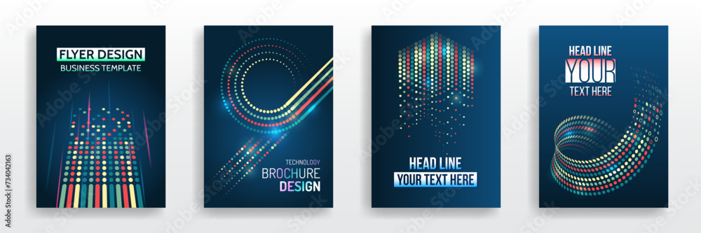 Scientific cover template for presentation, banner. Set of high-tech ...