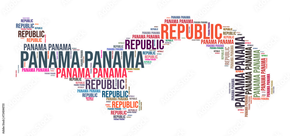 Panama country shape word cloud. Typography style country illustration ...