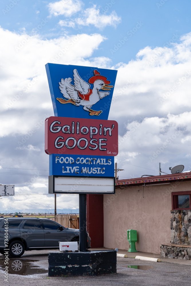 Coolidge, Arizona - December 23, 2023: Neon sign for the Gallopin Goose ...