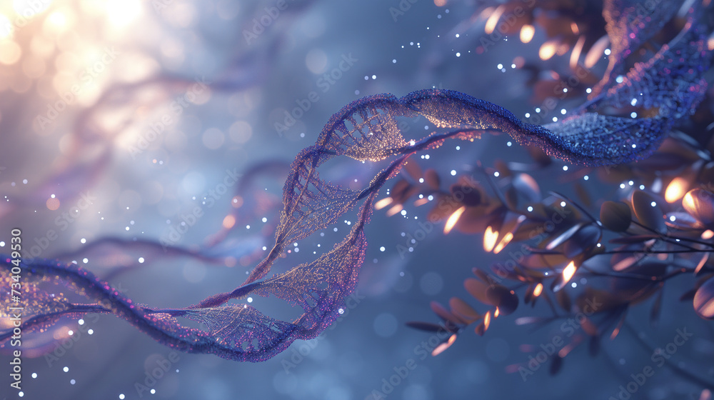 Glowing DNA Double Helix in a Mystical Forest - A Conceptual Blend of ...