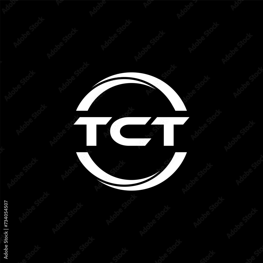 TCT letter logo design with black background in illustrator, cube logo ...