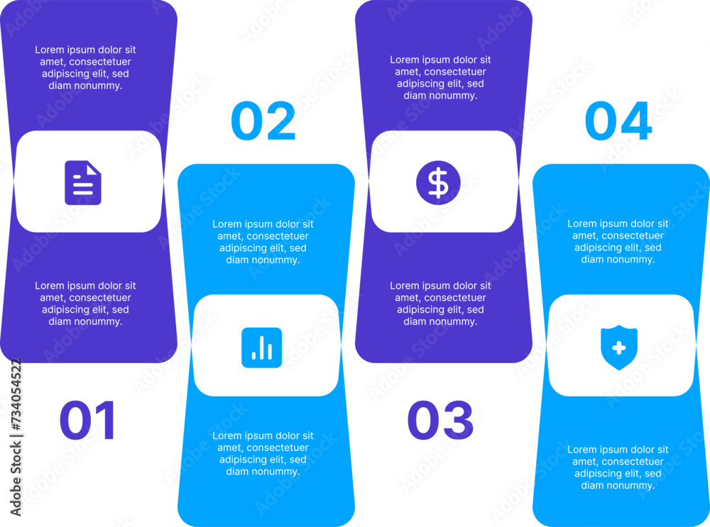 Blue and Purple timeline process stock vector infographics showing 4 ...