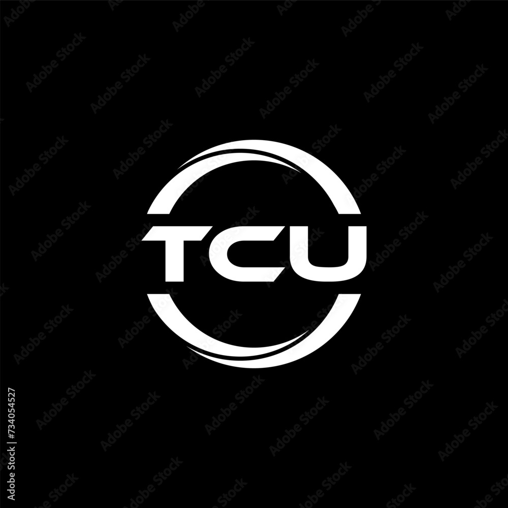 TCU letter logo design with black background in illustrator, cube logo ...
