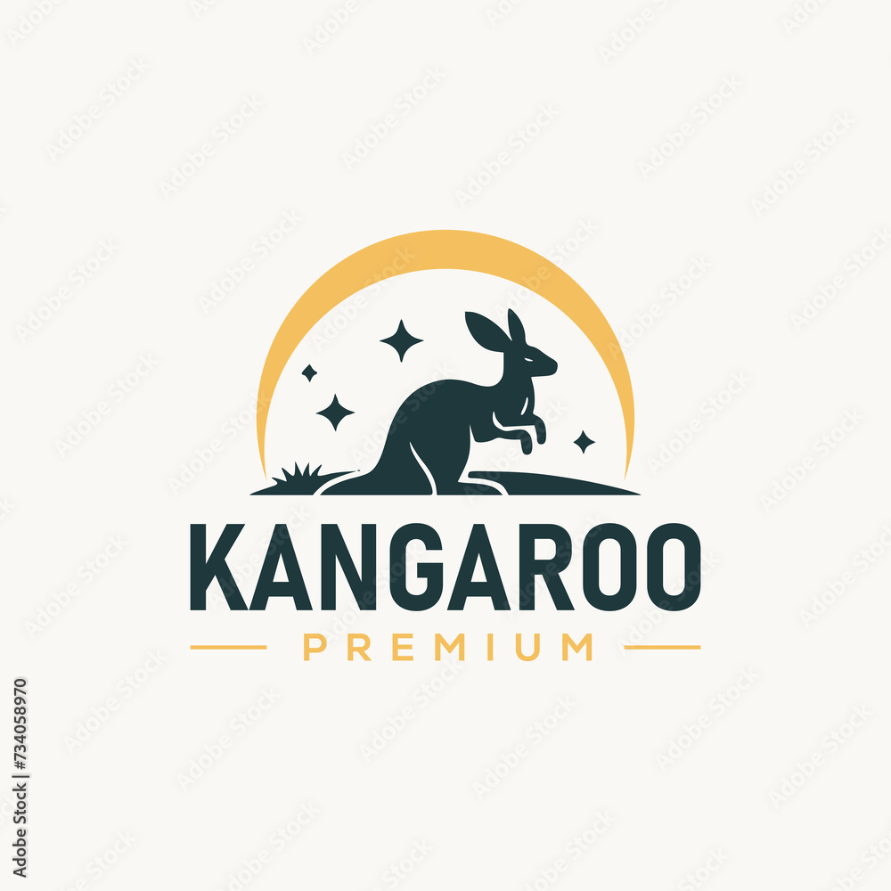 Kangaroo logo, icon vector design template. flat logo vector kangaroo ...