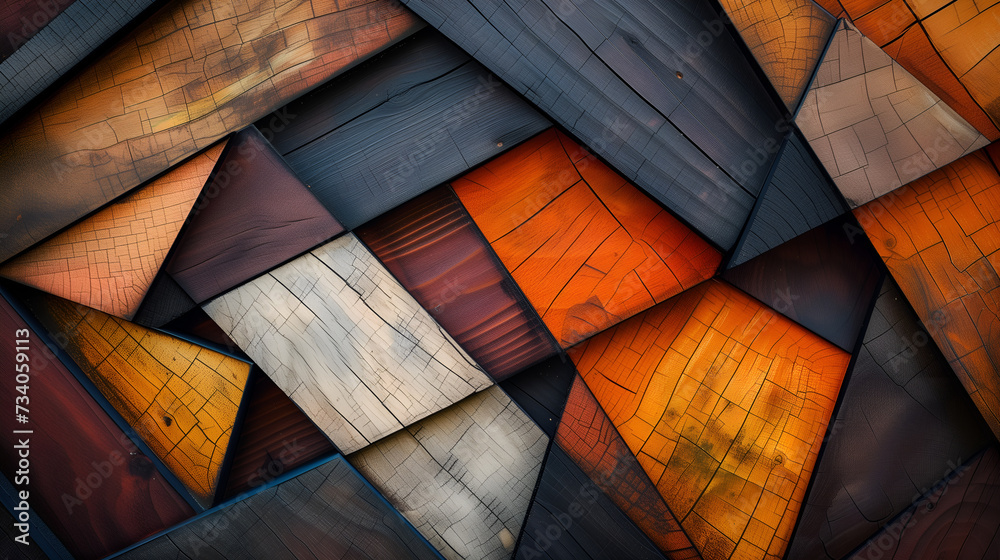 Geometric shapes with natural wood textures background, earthy color ...