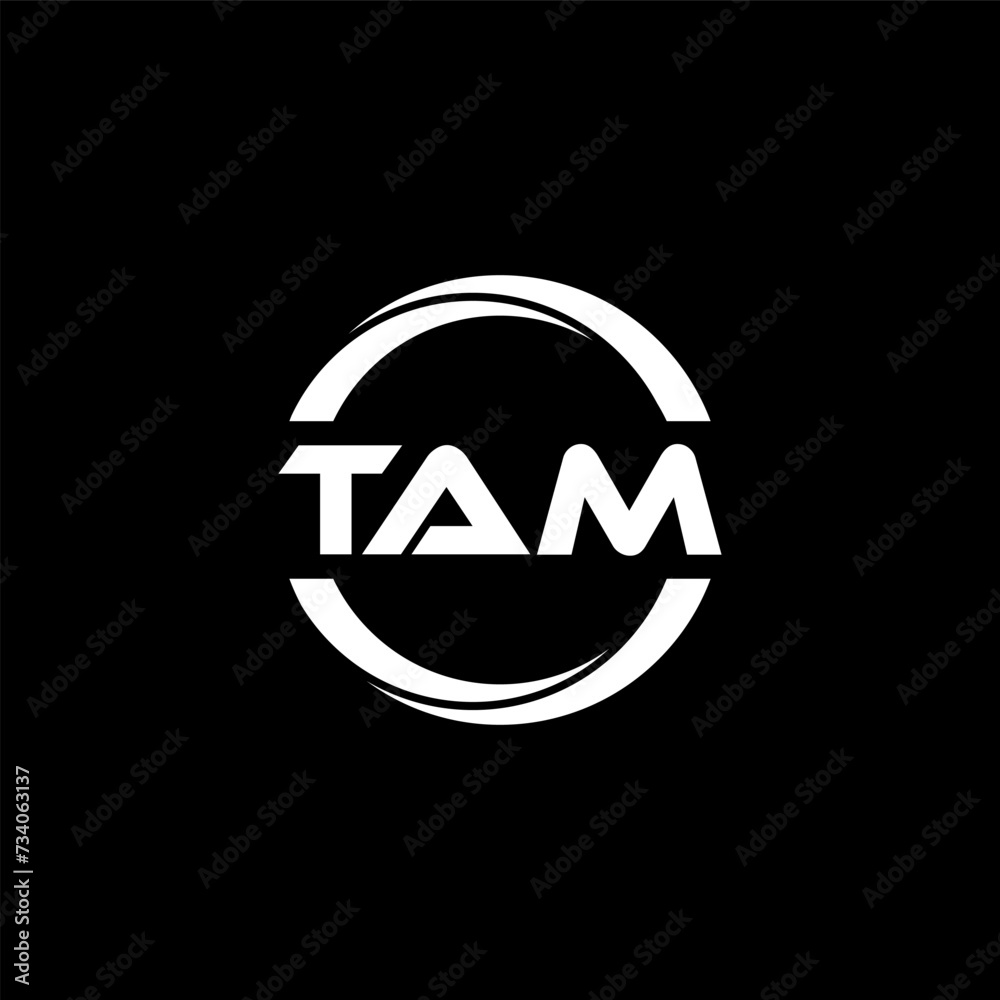 TAM letter logo design with black background in illustrator, cube logo ...