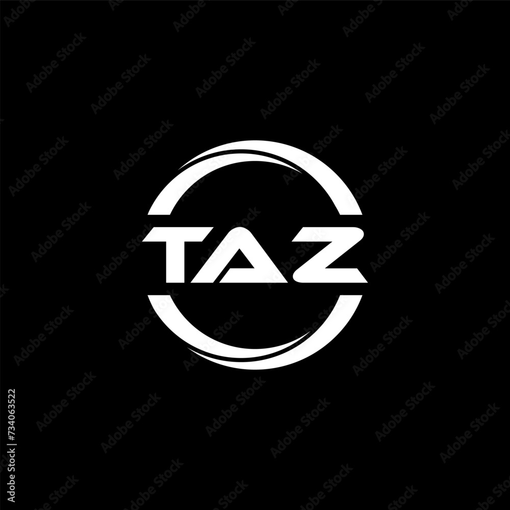 TAZ letter logo design with black background in illustrator, cube logo ...